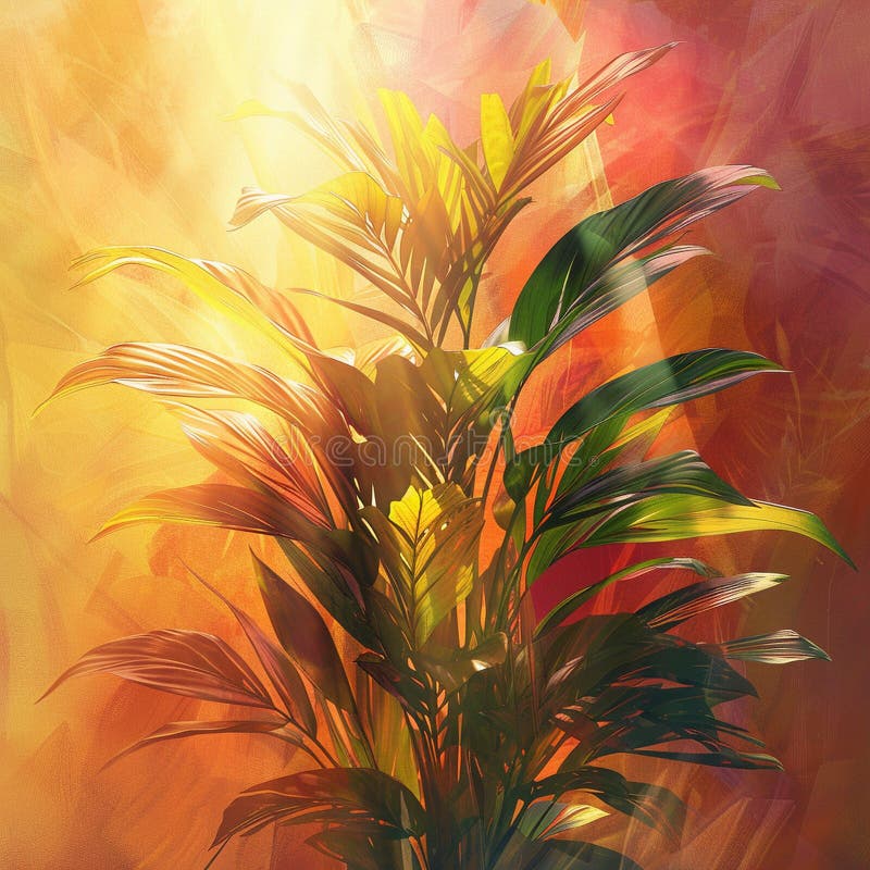 A Digital Painting of a Tropical Plant Image Stock Illustration ...