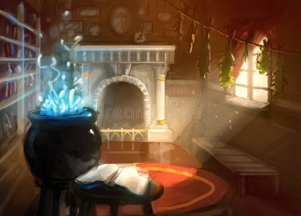 Digital Painting Wizard House Interior Stock Illustrations – 2 Digital ...