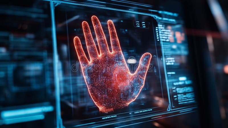 Digital Palm Vein Scanner Technology Visualization Stock Illustration ...