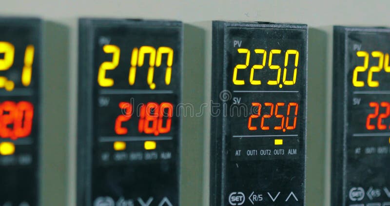 The Digital Panel Displays Production Parameters. Factory Control Panel ...