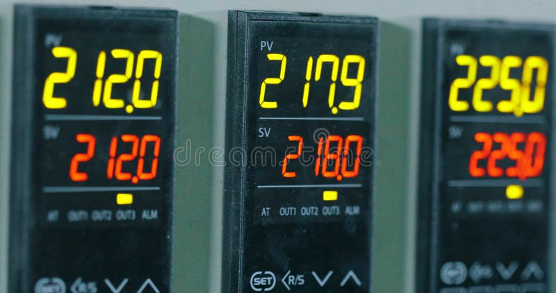 The Digital Panel Displays Production Parameters. Factory Control Panel ...