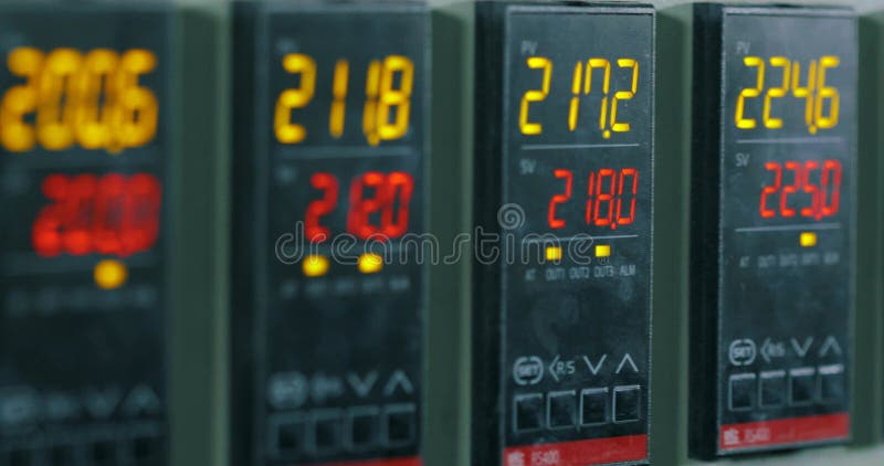 The Digital Panel Displays Production Parameters. Factory Control Panel ...