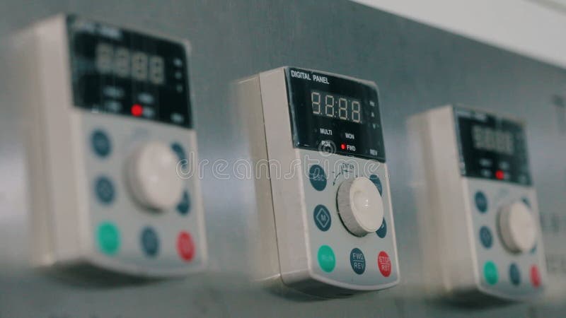 The Digital Panel Displays Production Parameters. Factory Control Panel ...