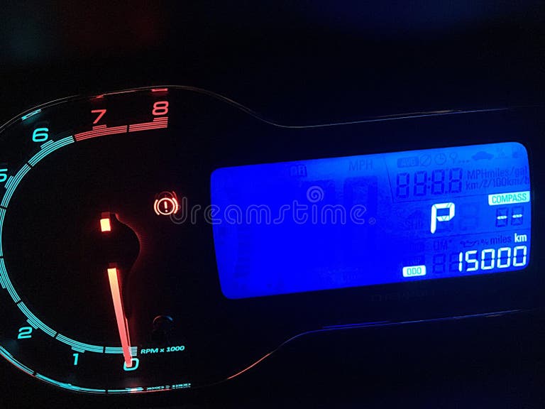 Digital Panel with Luminous Pointer at 15,000 Km Stock Photo - Image of ...