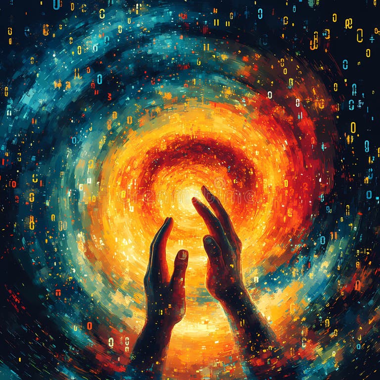 Digital Panic Attack in Binary Tornado Stock Image - Image of datamosh ...