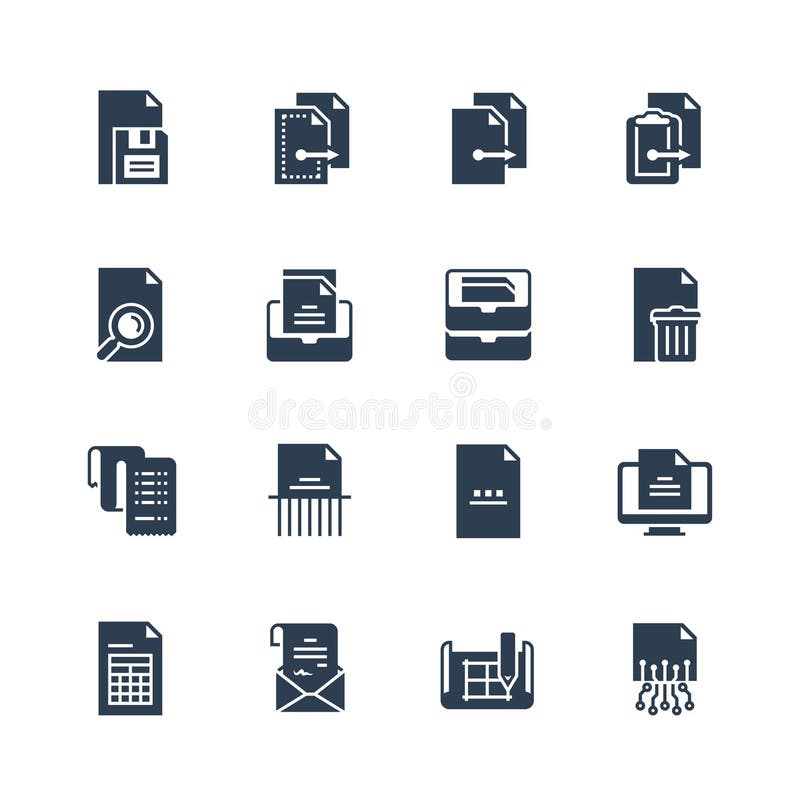 Digital and Paper Documents Icons in Glyph Style Stock Vector ...