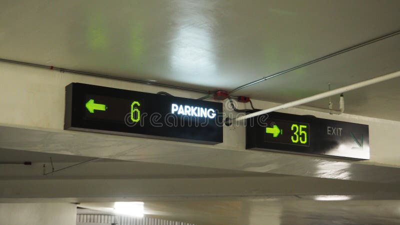 Digital Parking Signs with Showed Available Space by Green Color Stock ...