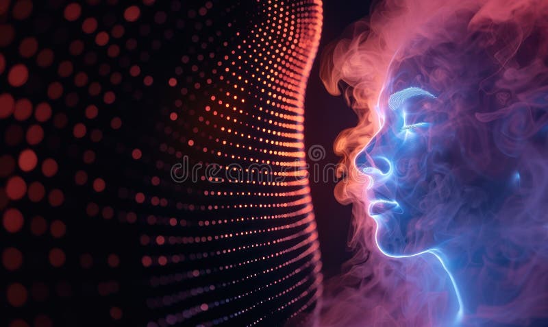 Digital Particle Abstract Face Technology Concept Background for ...