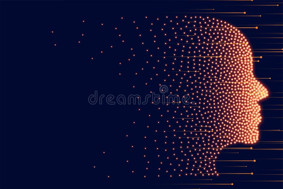 Digital Particle Human Head Sci Fi Techno Concept Banner Stock Vector ...