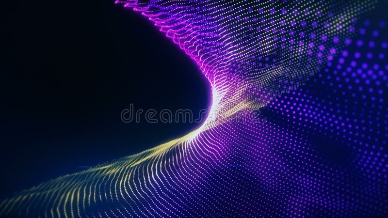 Digital Particle Surface Loop Abstract Glowing Dots Simulate A Data
