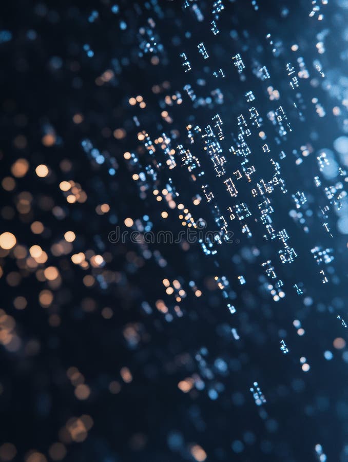 Digital Particles Cascade through a Dark Background, Creating an ...