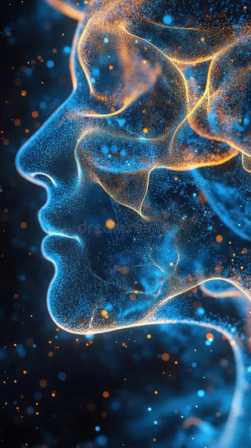 Digital Particles Form Abstract Face, Futuristic Concept Art Stock ...