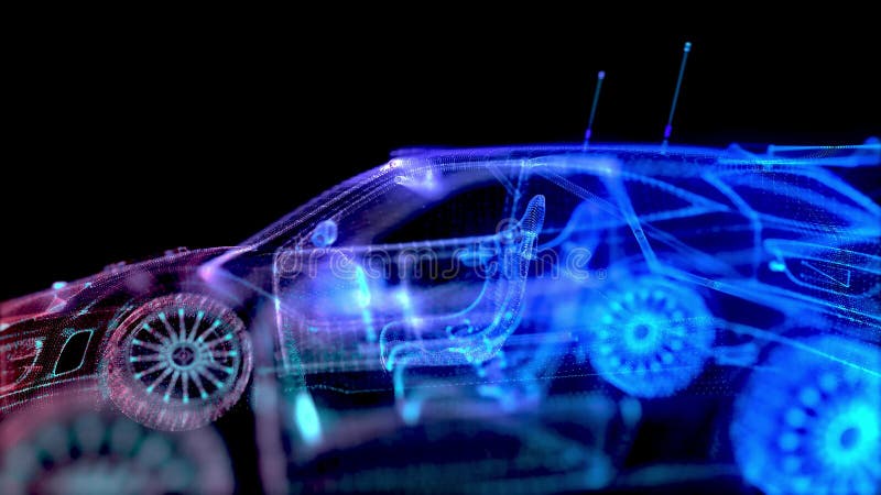 Digital Particles Formed Form 3d Model Car X-ray Particles Formation ...