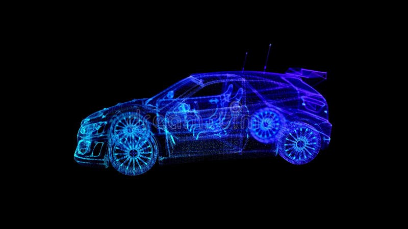 Digital Particles Formed Form 3d Model Car X-ray Particles Formation. Abstract 3d Mesh with ...