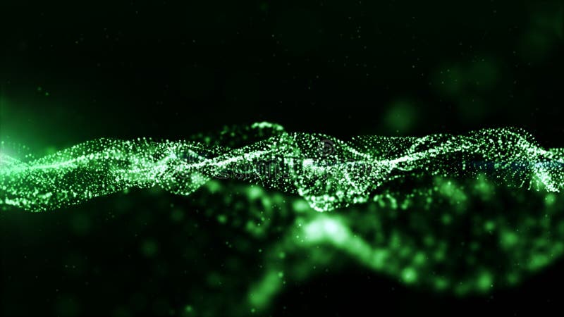 Digital Particles Green Color Wave Flow Abstract Background Stock ...