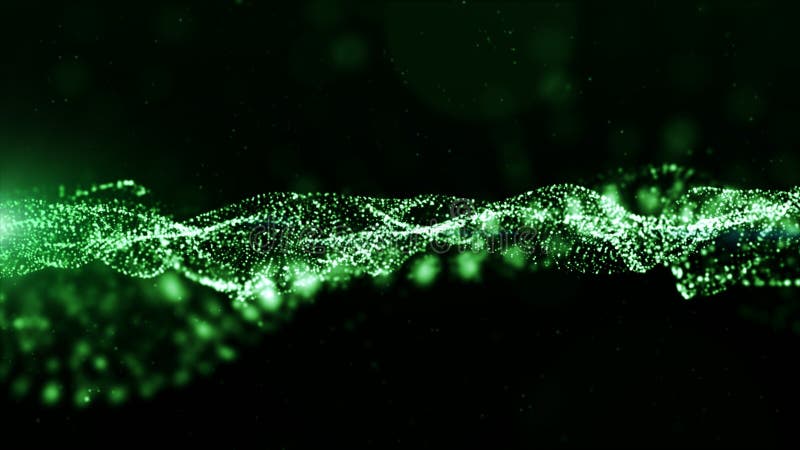 Digital Particles Green Color Wave Flow Abstract Background Stock ...