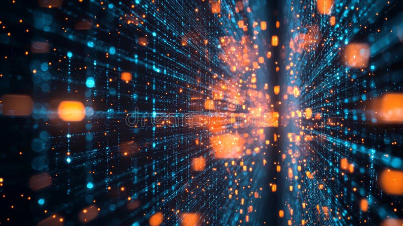 Dynamic Digital Data Flow with Glowing Particles in Motion Stock Photo ...