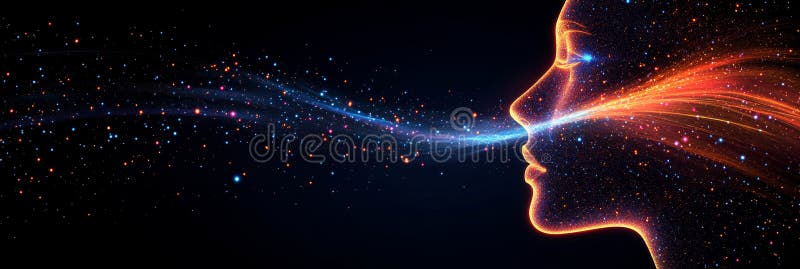 Digital Particles Streaming from Human Face, Artificial Intelligence ...