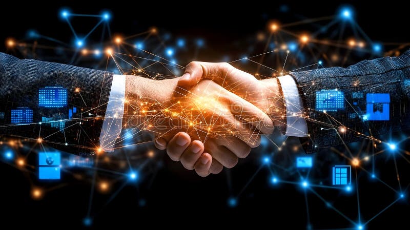 Digital Partnership Handshake Business Networking and Collaboration Concept Stock Illustration ...