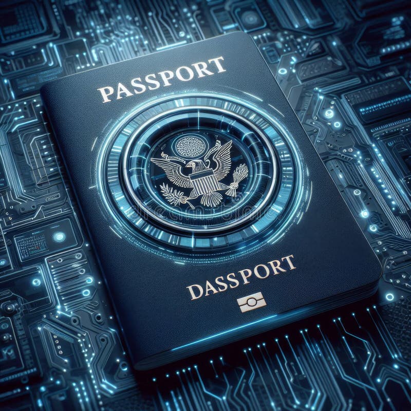 Digital Passport with Futuristic Security and Technology Design Stock ...