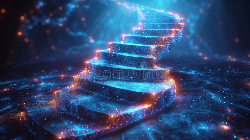 A Digital Path Abstract Modern Illustration of a Staircase in a ...
