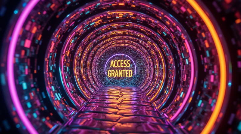 Digital Pathway Illuminated by Colorful Circuits, Leading To ...