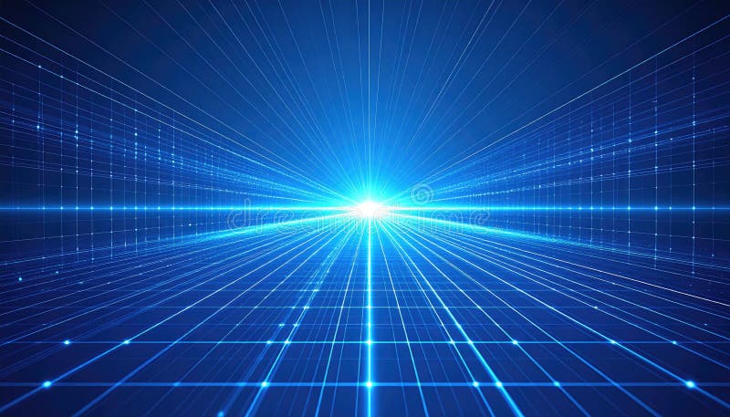 Abstract Blue Digital Grid, Futuristic Technology Background Stock ...