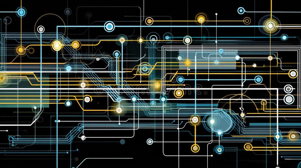 Digital Pathways Illustrate Advanced Machine Thinking Patterns in a Colorful Abstract Display ...