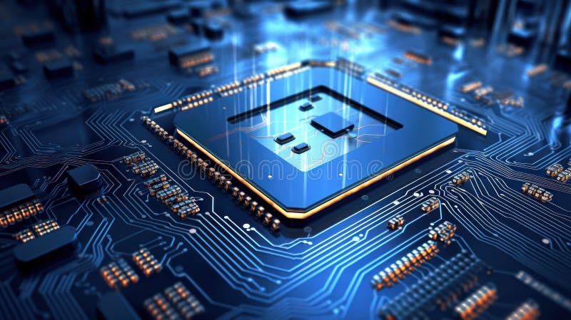 Digital Pathways: Wallpaper of Microchip Circuitry Stock Illustration ...
