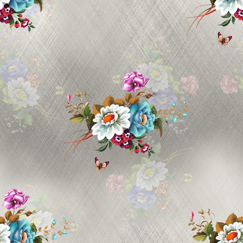 Digital Pattern Flower Bunch Negative Effect Stock Illustration ...