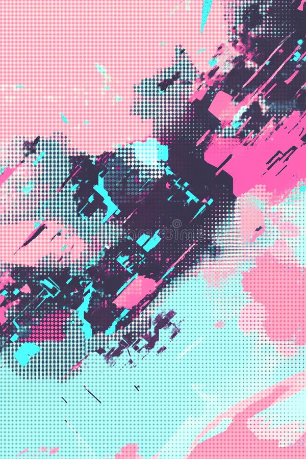 Digital Pattern of Pixelated Glitches in a Retro 80s Aesthetic Stock Illustration - Illustration ...