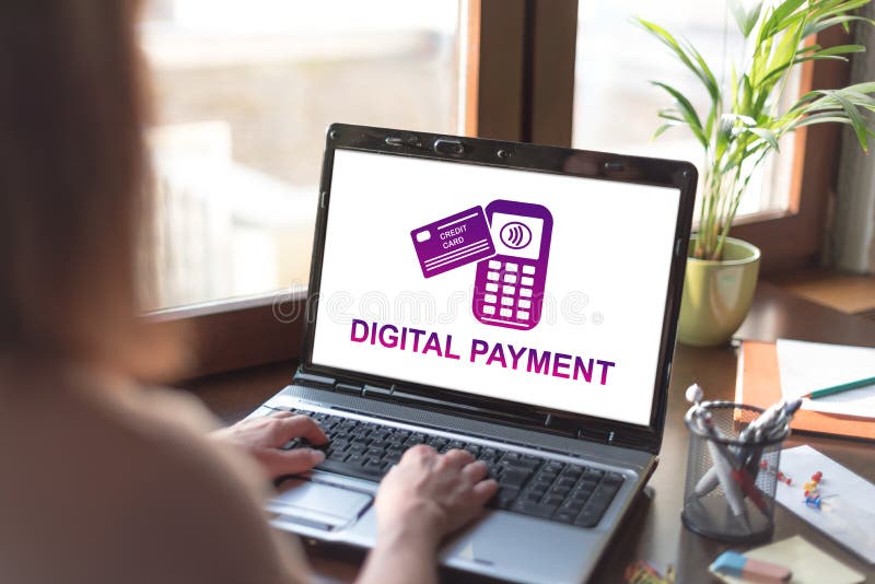 Digital Payment Concept on a Laptop Screen Stock Image - Image of ...