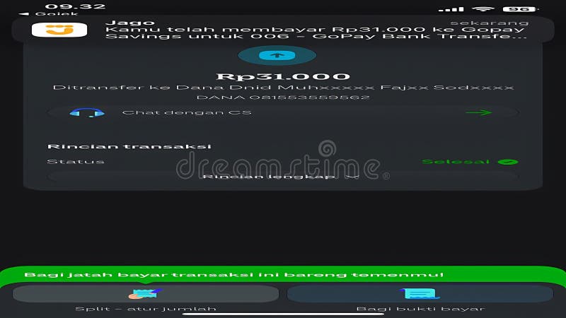 Digital Payment Confirmation Screen with Transaction Details in Dark ...