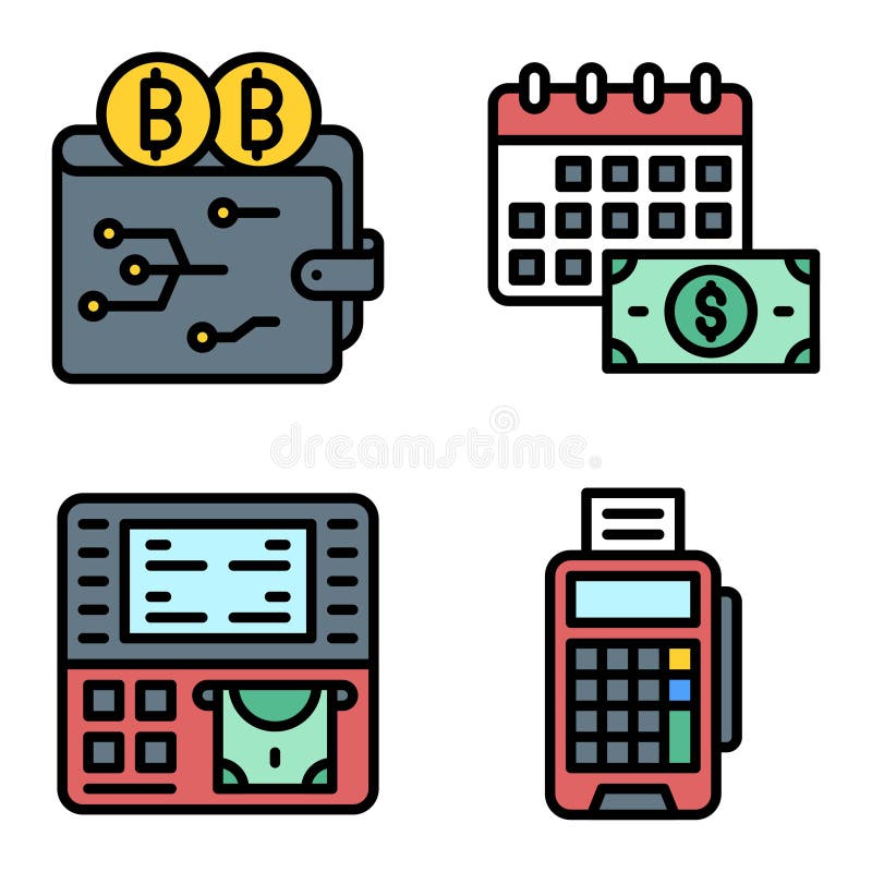 Digital Payment Icon Set Payment Related Vector Stock Vector ...
