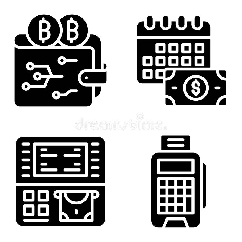 Digital Payment Icon Set Payment Related Vector Stock Vector ...
