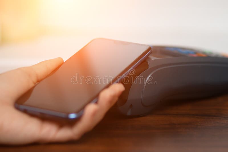 Digital Payment by Smartphone Via Contactless Terminal Stock Image ...