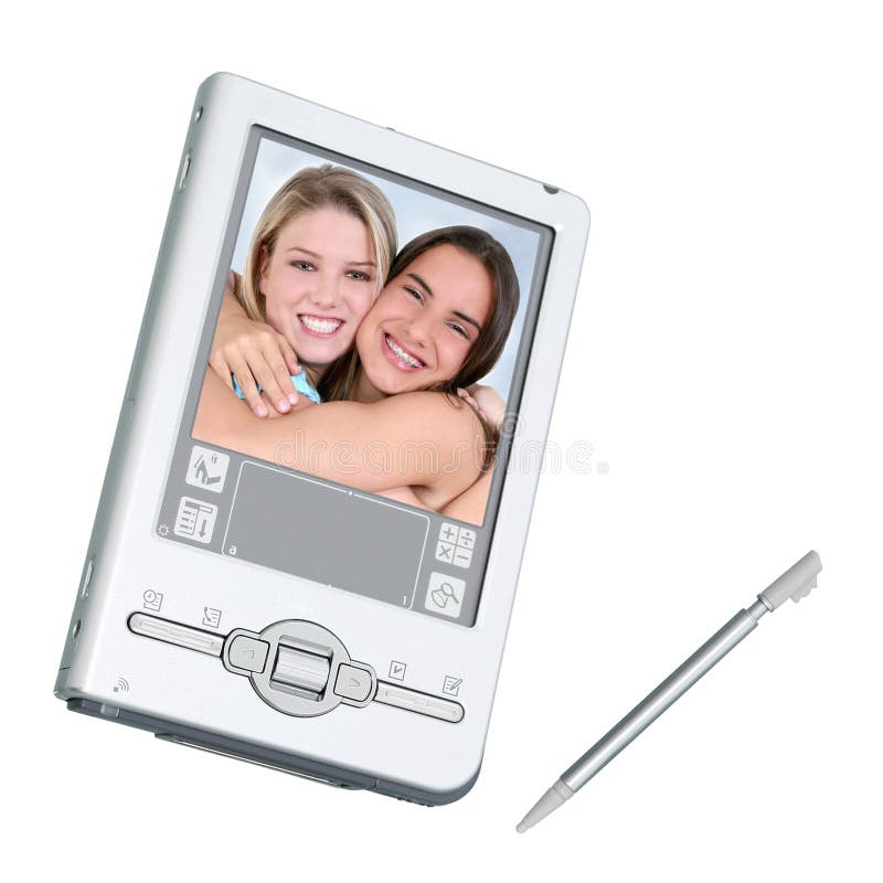 Digital PDA & Stylus Over White Stock Image - Image of organzier ...