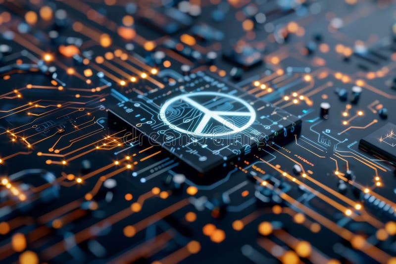 Digital Peace Symbol Integrated into a High Tech Circuit Board ...