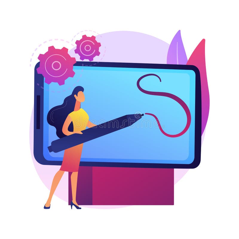 Digital Pen Abstract Concept Vector Illustration. Stock Vector ...