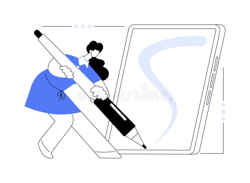 Digital Pen Abstract Concept Vector Illustration. Stock Vector ...