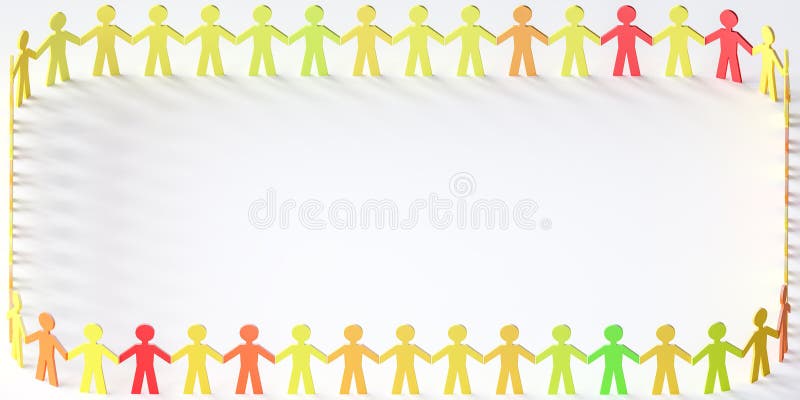 Digital People Standing in Rectangle - Network Concept - 3D Rendering ...