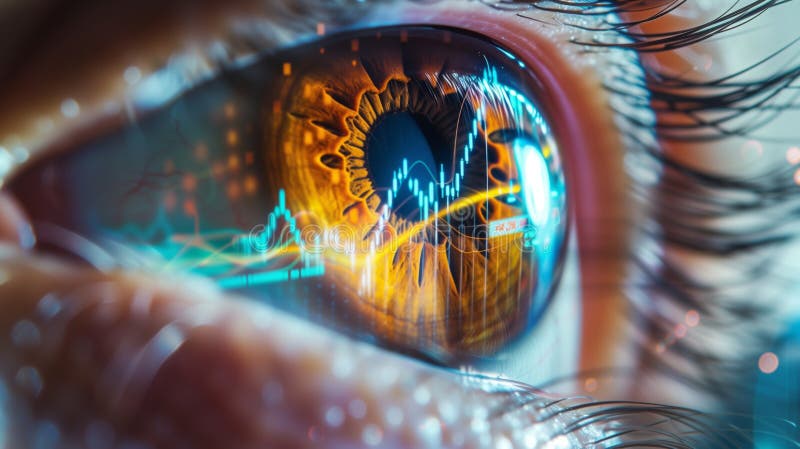 Digital Perception: Eye Reflecting Data Visualizations Stock Photo ...