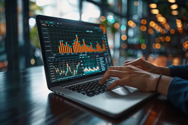 Digital Performance Charts on Your Laptop Stock Illustration ...