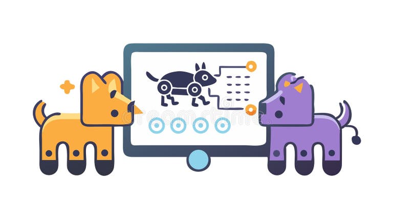 Digital Pets on Tablet: Virtual Companions Interactive Fun, Vector ...