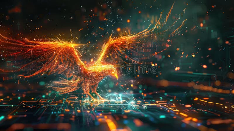 A Digital Phoenix Ascends from Outdated Data, Showing Rebirth and ... A Digital Phoenix Ascends from Outdated Data, Showing Rebirth and ...