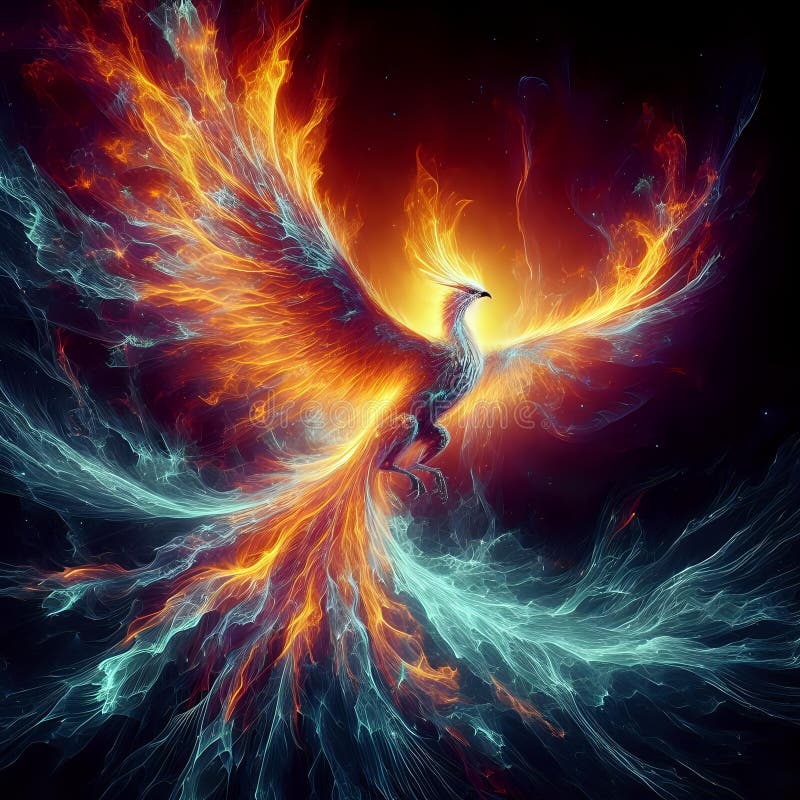 Digital Phoenix: Rebirth Amidst Circuitry Stock Illustration ...