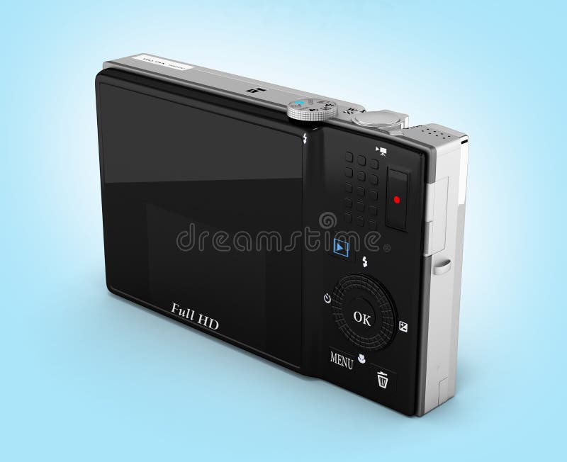 Digital Photo Camera on Blue Gradient Background 3d Render Stock ...
