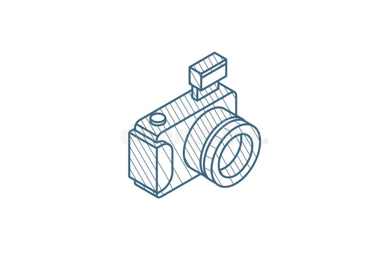 Digital Photo Camera Isometric Icon. 3d Line Art Technical Drawing ...