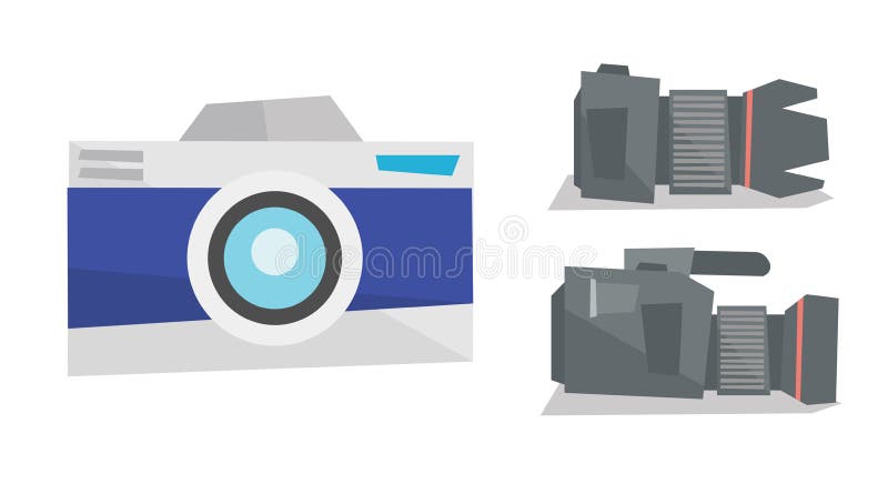 Digital Photo Camera and Professional Video Camera Stock Vector ...