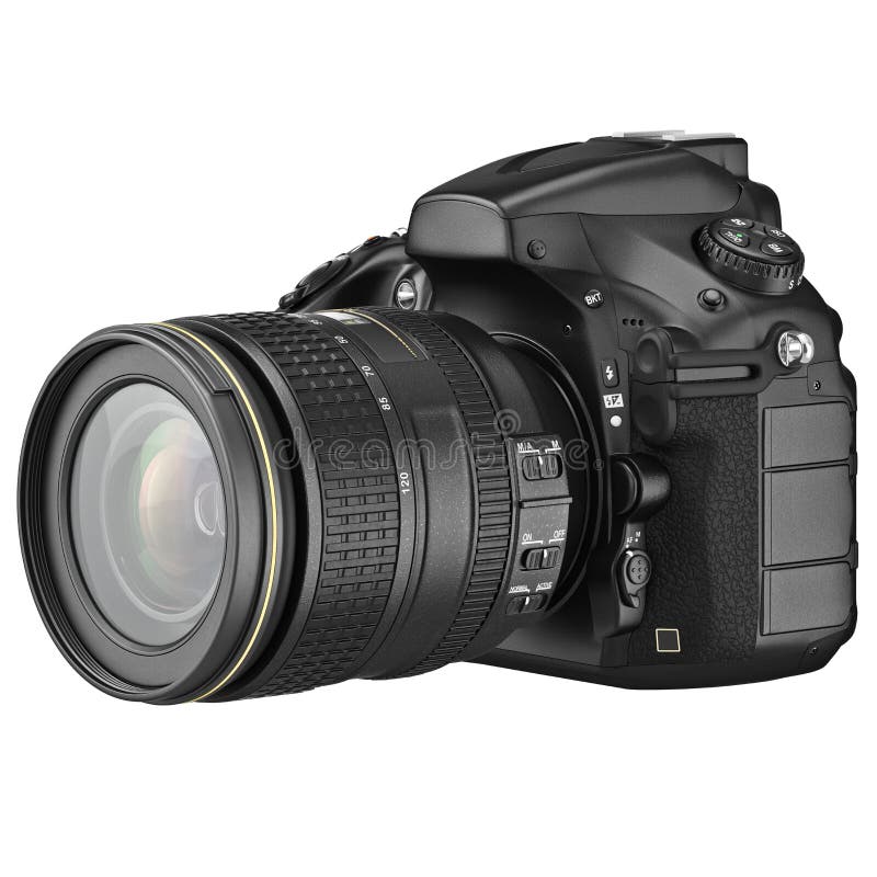 Digital camera, side view stock illustration. Illustration of ...